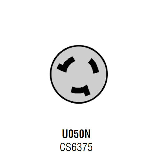 Midwest U050N 50A 120/240V Unmetered Power Inlet, CS6375 Receptacle ...