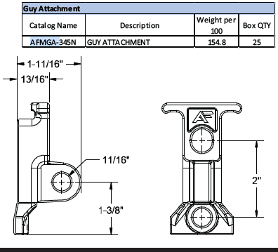Aluma-Form AFMGA-345 Guy Attachment With Lag Bolt Hole | Irby Utilities